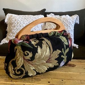 Vintage | Bags | Vintage Tapestry Bag Oversized Purse Floral Tapestry ...